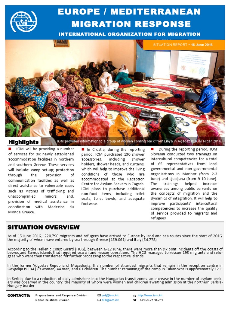 Europe Mediterranean Migration Crisis Response Situation Report 16 June ...