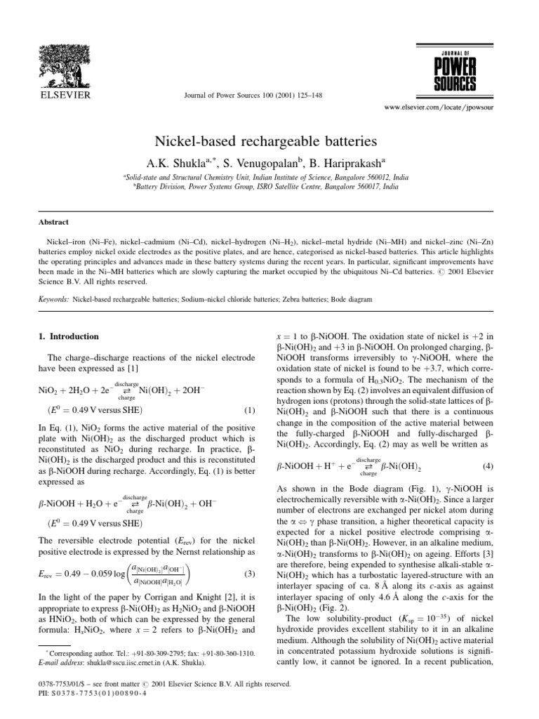 Advances in Nickel-Based Batteries | PDF | Sintering | Battery ...