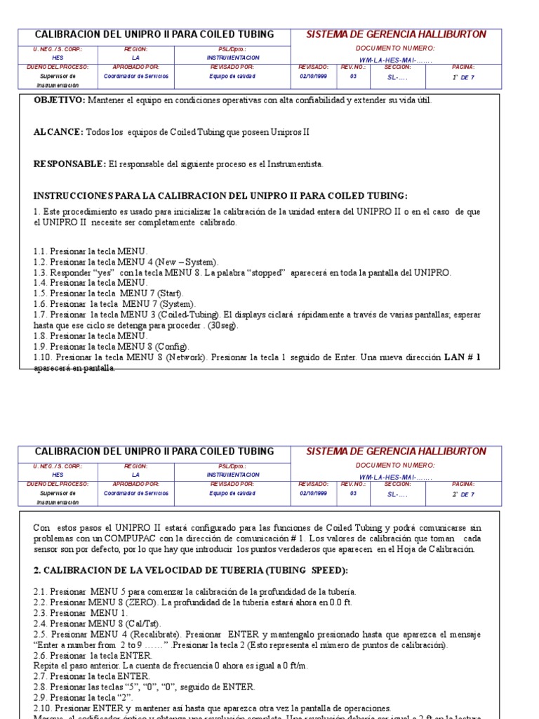 Calibracion Unipro II CT | PDF | Calibración | Método científico