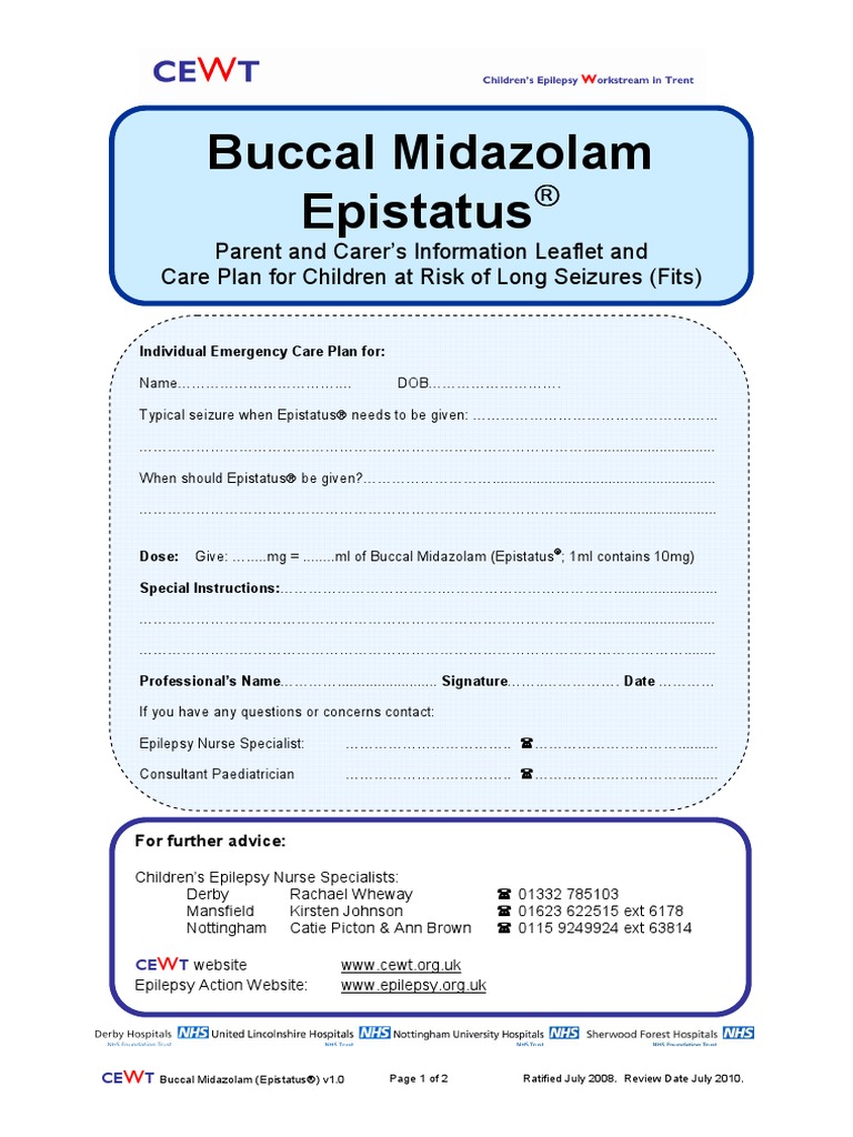 Buccal Midazolam CEWT Pi Midaz PDF | PDF | Midazolam | Epilepsy
