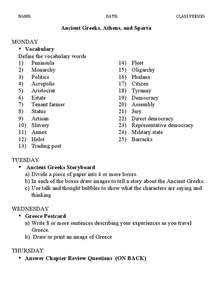 Ancient Greeks Homework Packet Part 1 | PDF | Troy | Greece