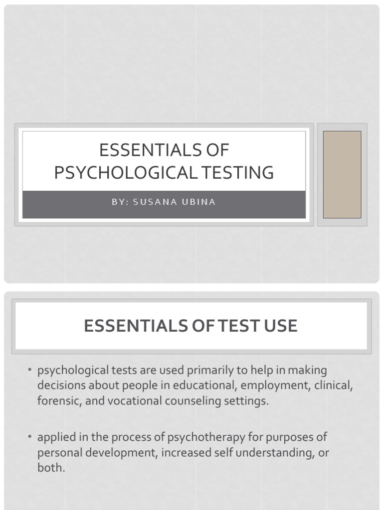 VI - Essentials of Psychological Testing | PDF | Test (Assessment ...