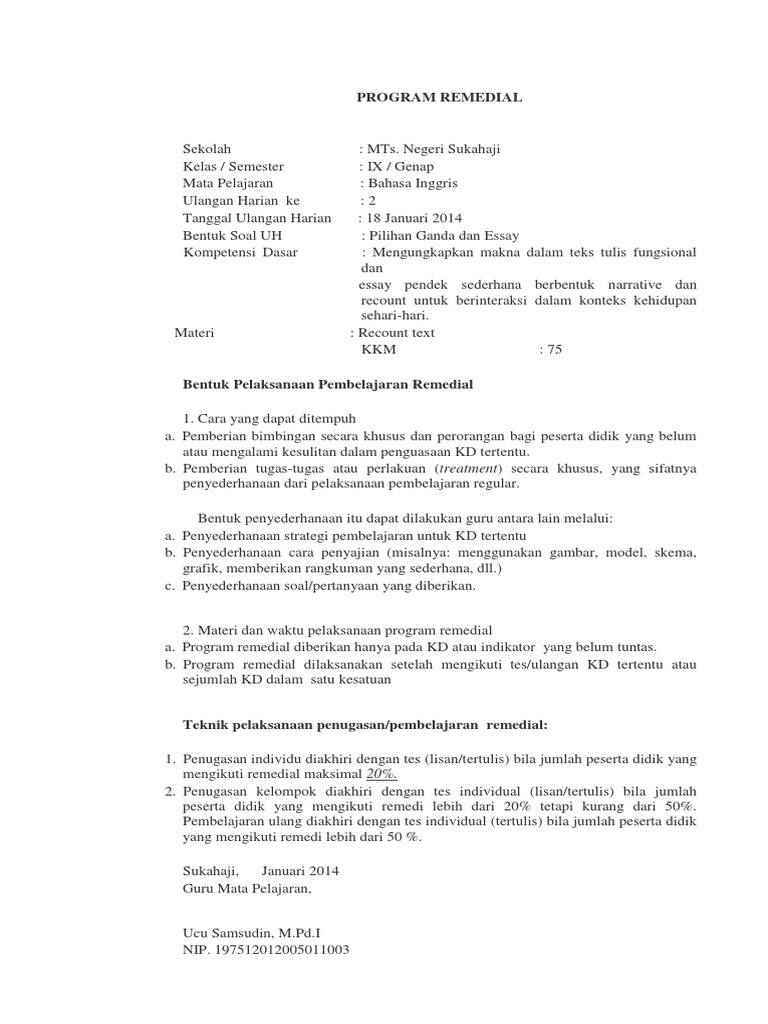 Dokumen - Tips Remedial-Contoh | PDF