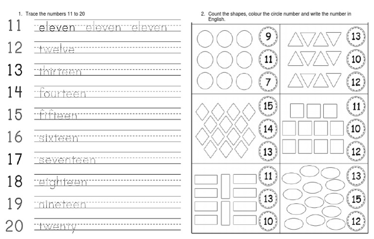 Numbers 11 - 20 Worksheet | PDF