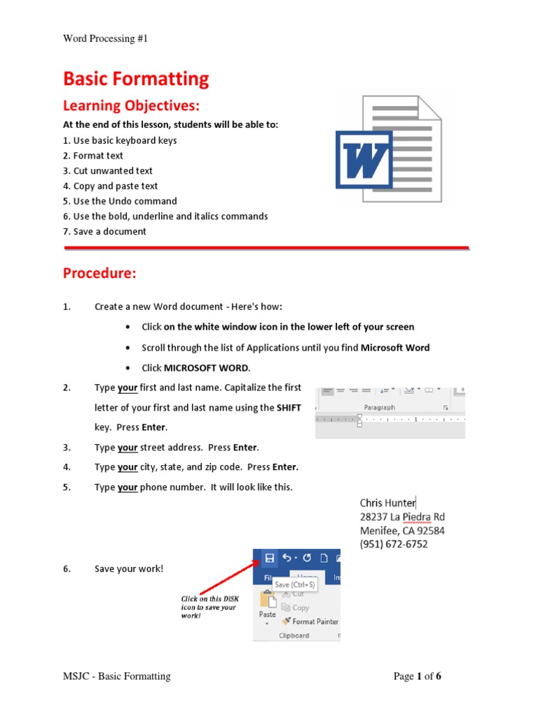 Wordprocessinglesson 1 | PDF | Word Processor | Microsoft Word