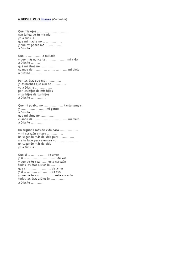 A Dios Le Pido Presente Del Subjuntivo | PDF | Religión y espiritualidad