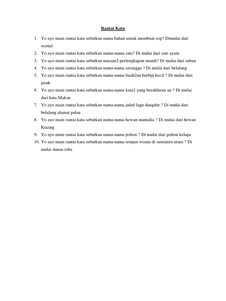 Rantai Kata | PDF | Seni & Disiplin Bahasa | Kajian Bahasa Asing