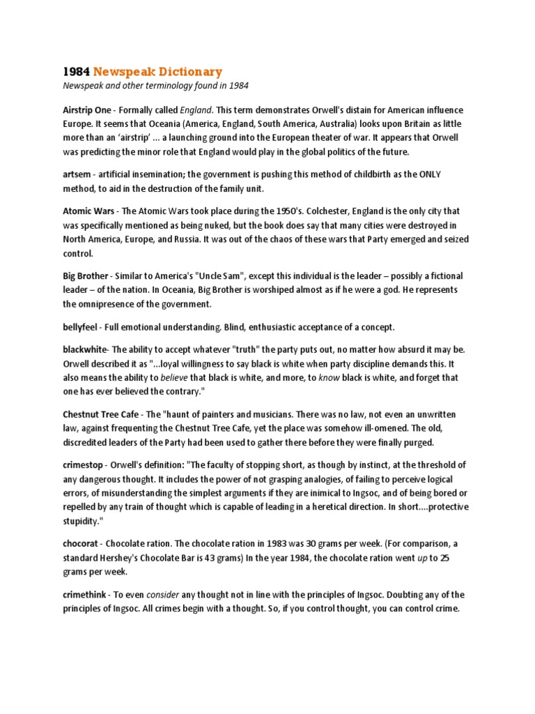 Dictionary of Newspeak | PDF
