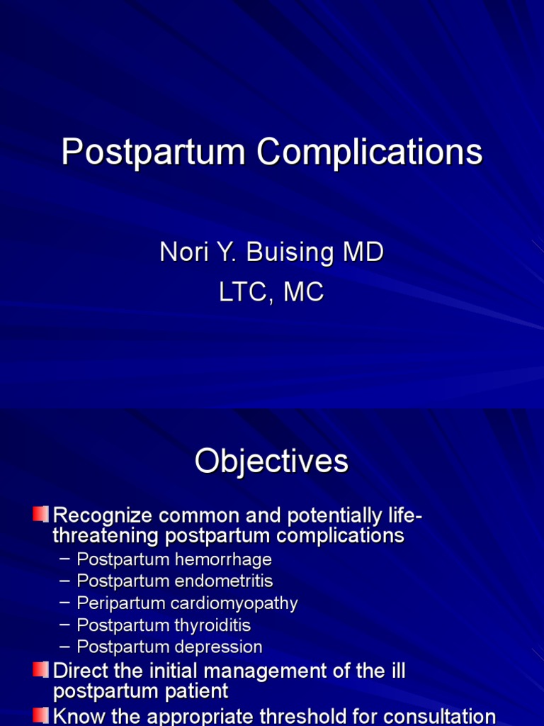 Postpartum Complications | PDF | Major Depressive Disorder | Diseases And Disorders