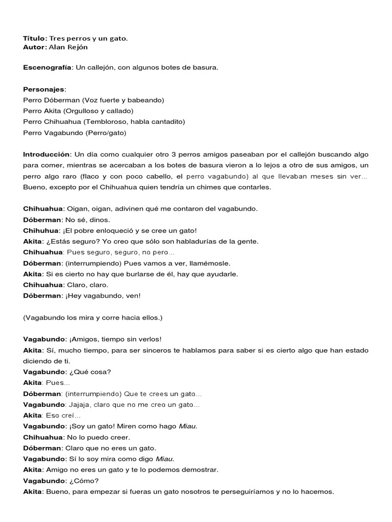 4 Personajes Tres Perros y Un Gato | PDF