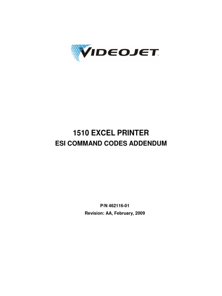 462116-01 AA - 1510 Excel ESI Command Codes Addendum - 10 Feb 2009 | PDF | String (Computer ...