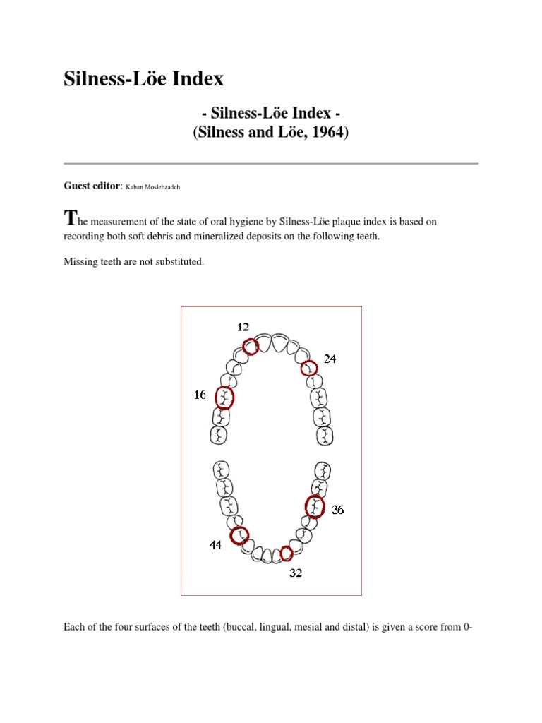 Calculating Oral Plaque Using The Silness Löe Plaque Index Pdf
