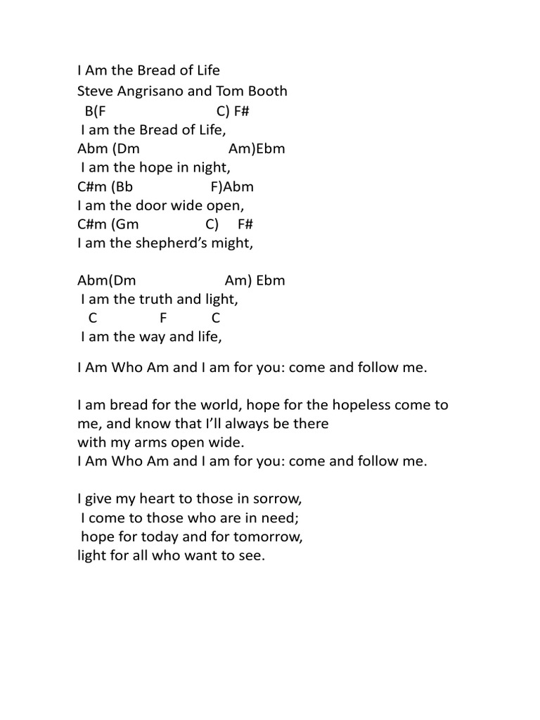 I Am the Bread of Life Lyrics | PDF