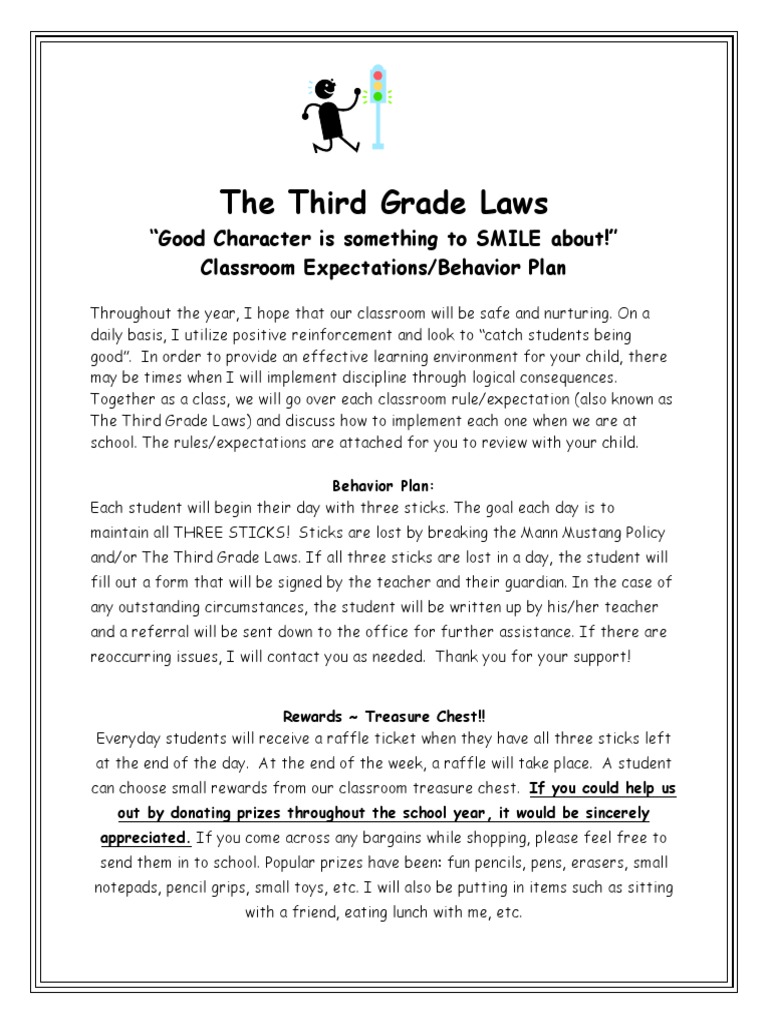 Third Grade Classroom Behavior Plan | PDF | Classroom | Behavioural ...
