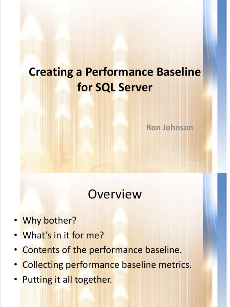 Creating A Performance Baseline | PDF | Microsoft Sql Server | Cache ...