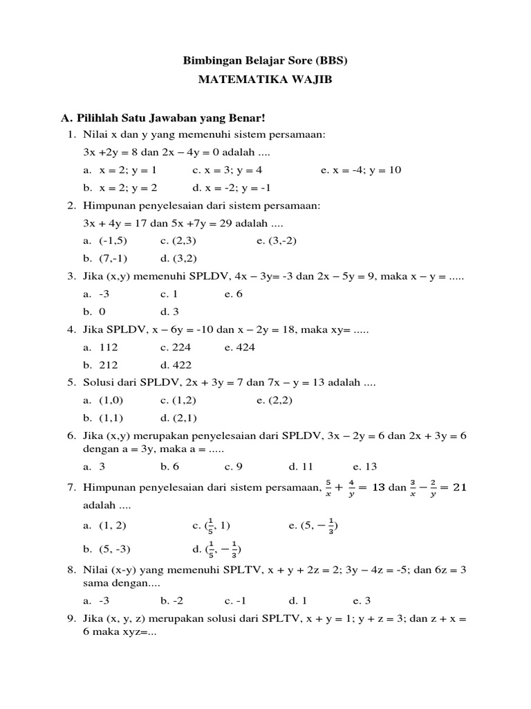Soal SPLDV N SPLTV | PDF