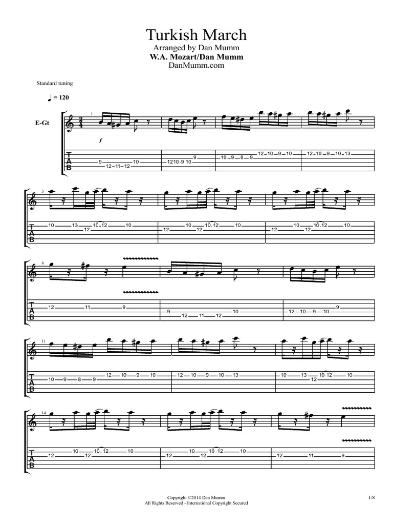 Mozart Turkish March Dan Mumm TAB | PDF | Copyright Law | Law