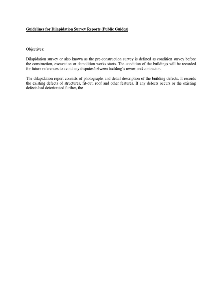 Guidelines for Dilapidation Reports | PDF