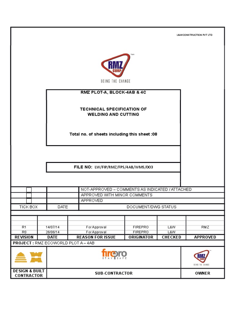 WMS003 Method Statement - Welding and Cutting | Welding | Joining