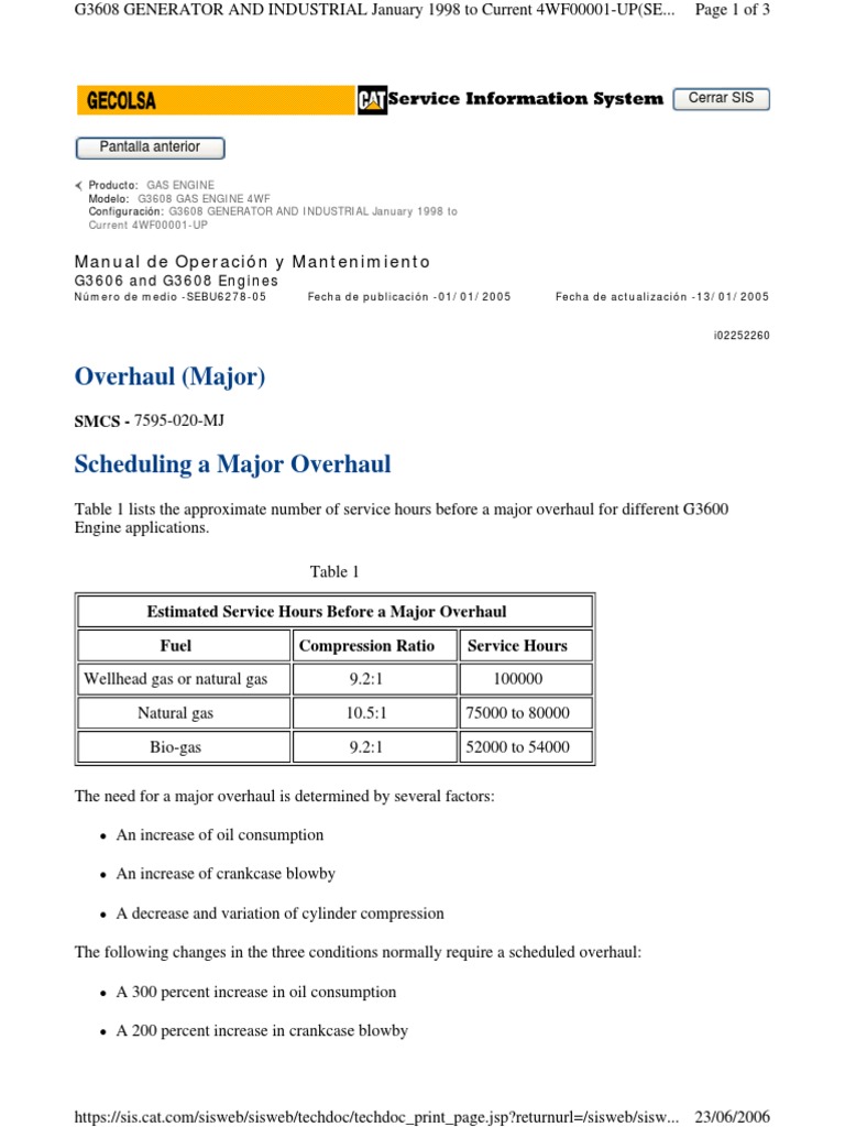 G3606 and G3608 Engines | PDF | Bearing (Mechanical) | Engine Technology