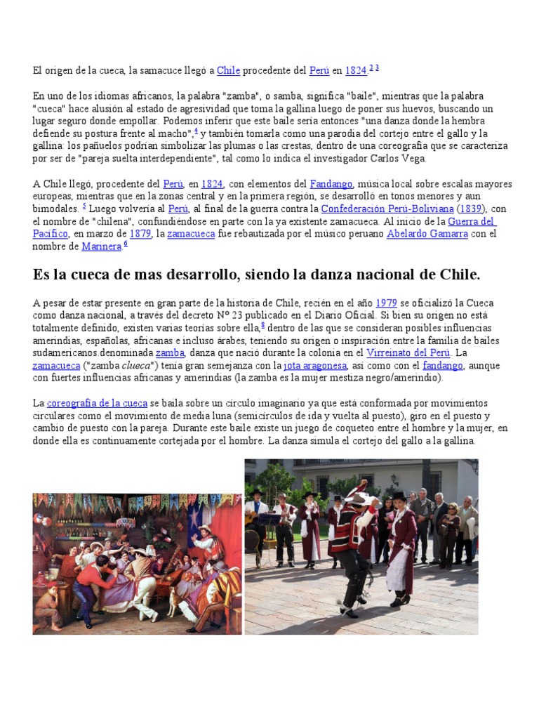Origen y desarrollo de la cueca chilena | PDF