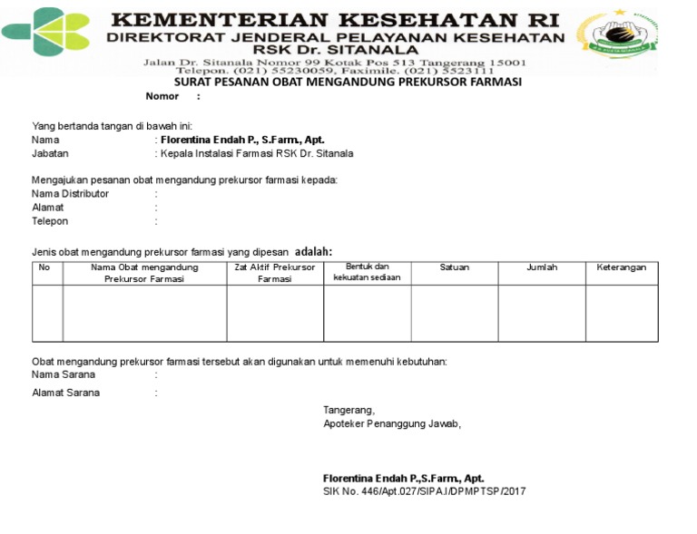 Surat Pesanan Prekursor | PDF