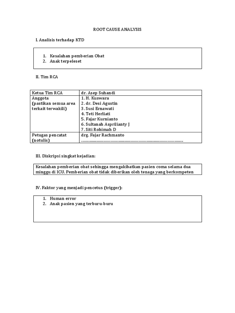 Contoh Form Fmea Dan Rca | PDF