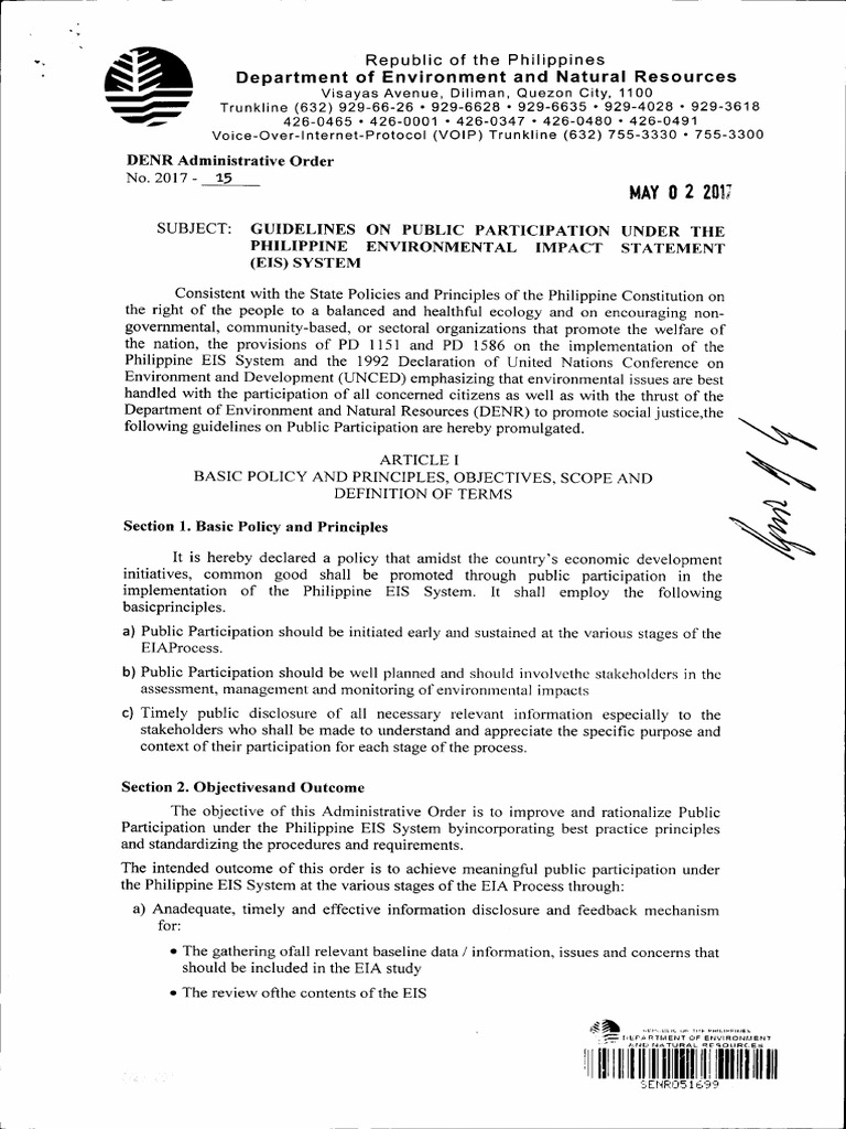 DENR Department Administrative Order 2017-15 | PDF