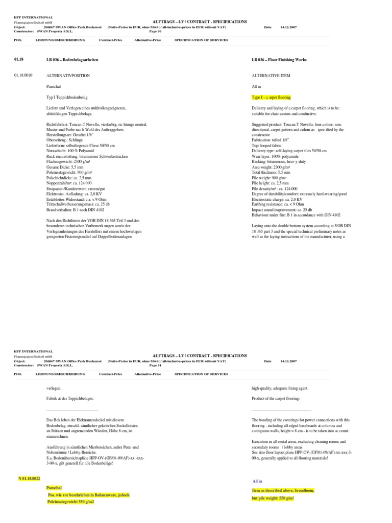 Carpet Specification | PDF | Carpet | Rugs And Carpets