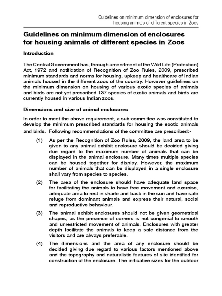 Zoo - Minimum Dimension of Enclosures | PDF | Zoo | Leopard