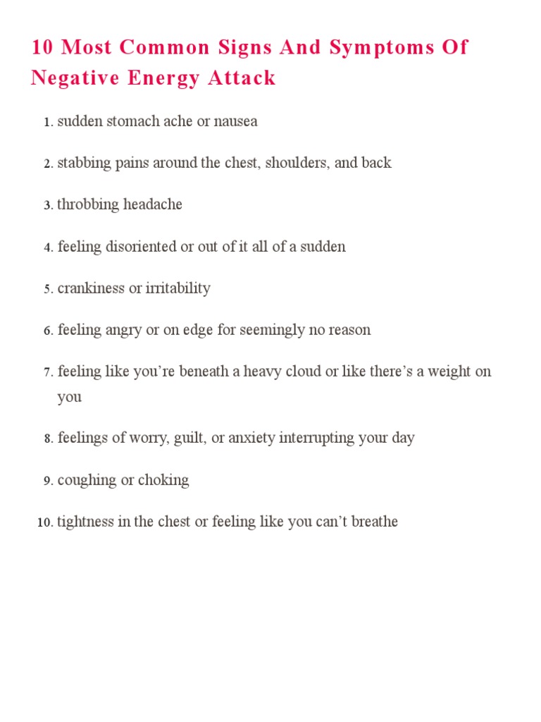 10 Signs and Symptoms of Negative Energy and Psychic Attack PDF | PDF