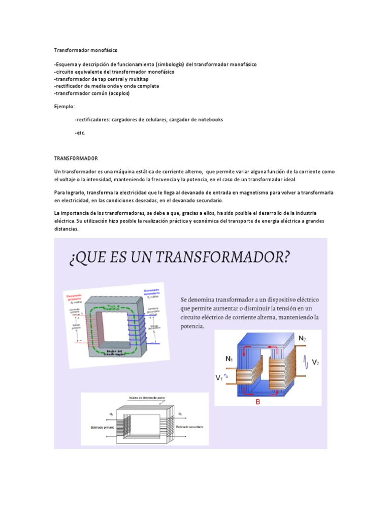 Transformador Monofásico | PDF | Transformador | Inductor