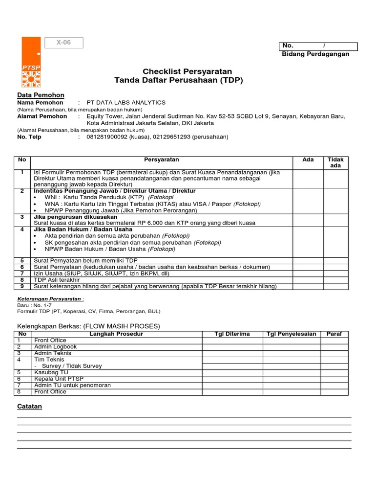 Persyaratan TDP | PDF