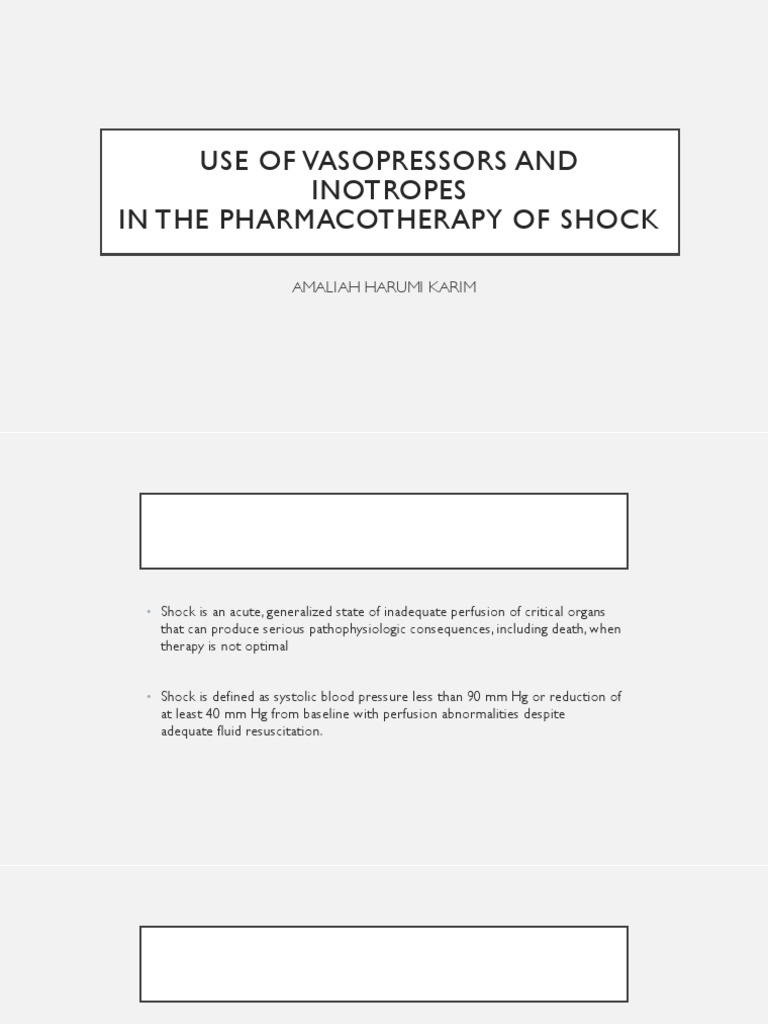 Use of Vasopressors and Inotropes | PDF | Smooth Muscle Tissue | Shock ...