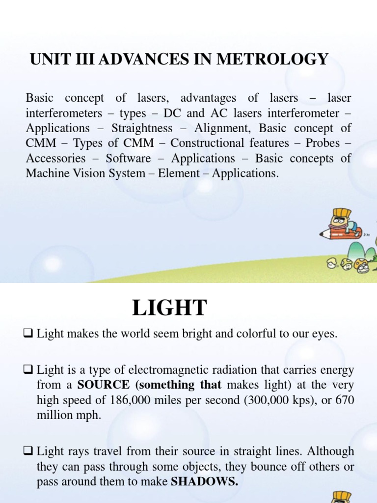 Unit Iii Advances in Metrology PDF | PDF | Interferometry | Interference (Wave Propagation)