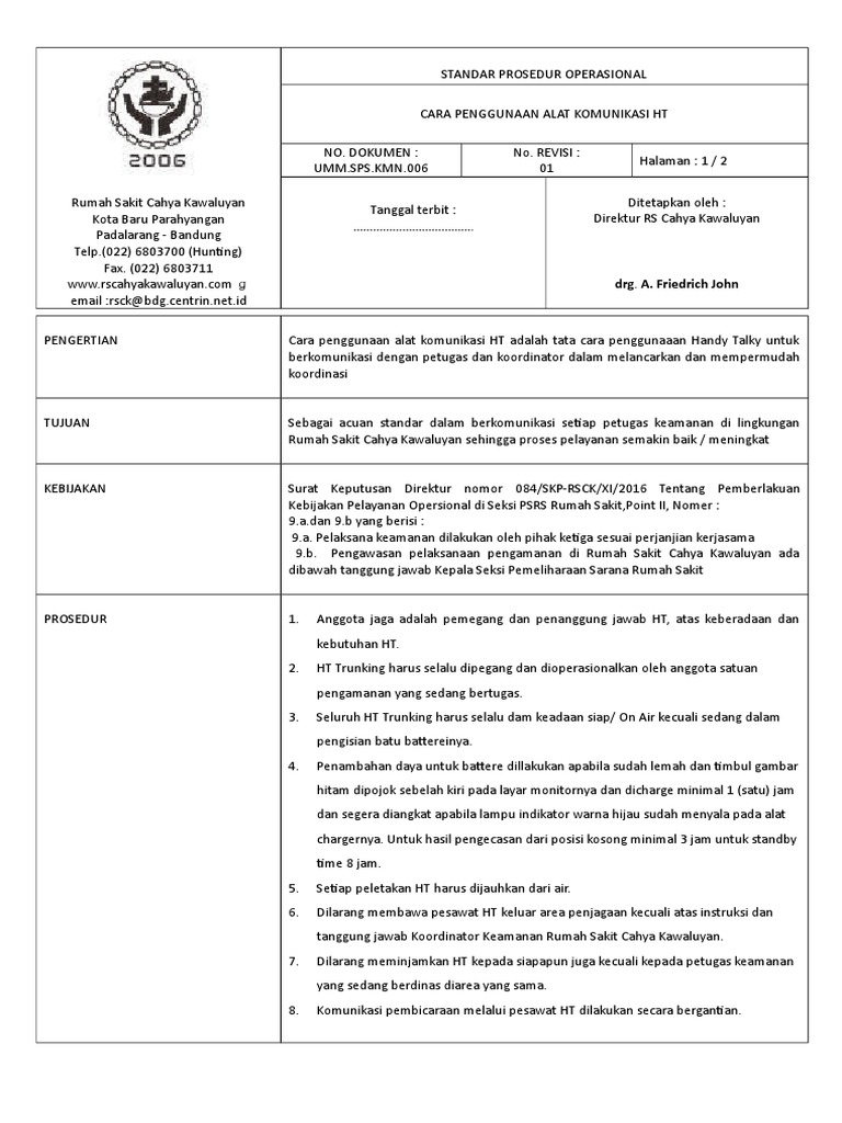 Cara Penggunaan Alat Komunikasi HT | PDF