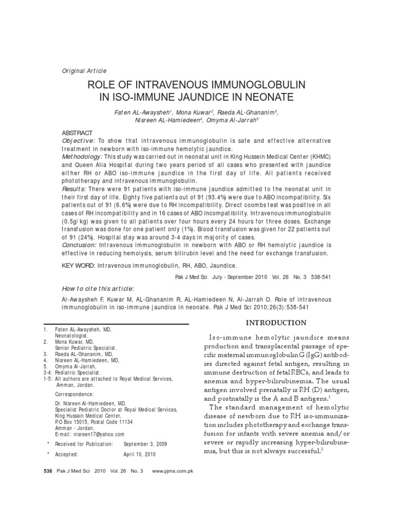 Role of Intravenous Immunoglobulin | PDF | Serology | Anatomy