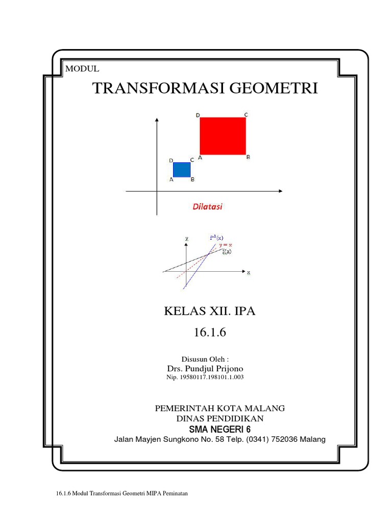 16 1 6 Modul Transformasi Geometri Mipa Peminatan PDF | PDF