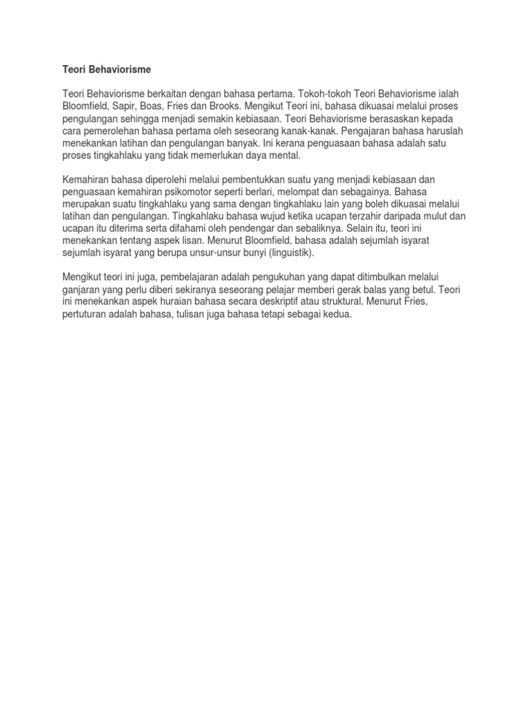 Teori Behaviorisme | PDF