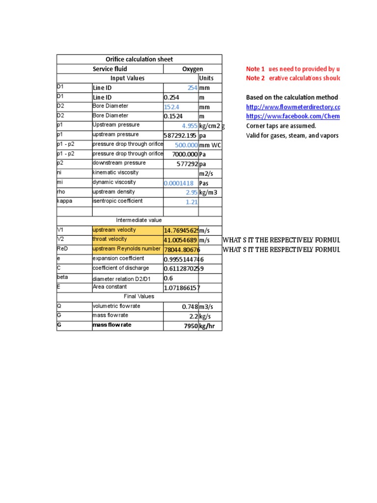 Orifice Flow Calculator For Gases, Steam, and Vapors | PDF