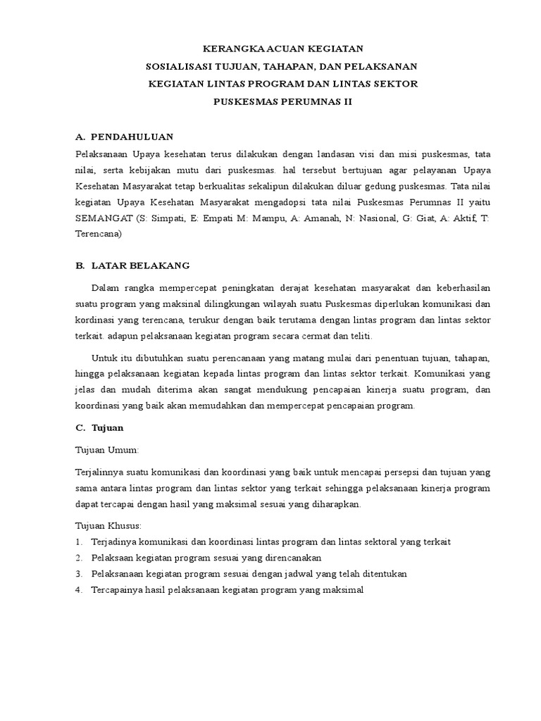 KAK 5.1.4.4 Sosialisasi Tujuan Tahapan Pelaksanaan Kegiatan Lintor Dan ...