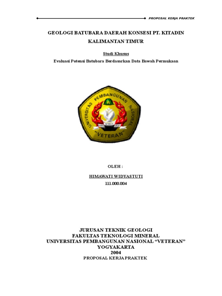 PROPOSAL KP KITADIN - Evaluasi Cadangan Batubara | PDF