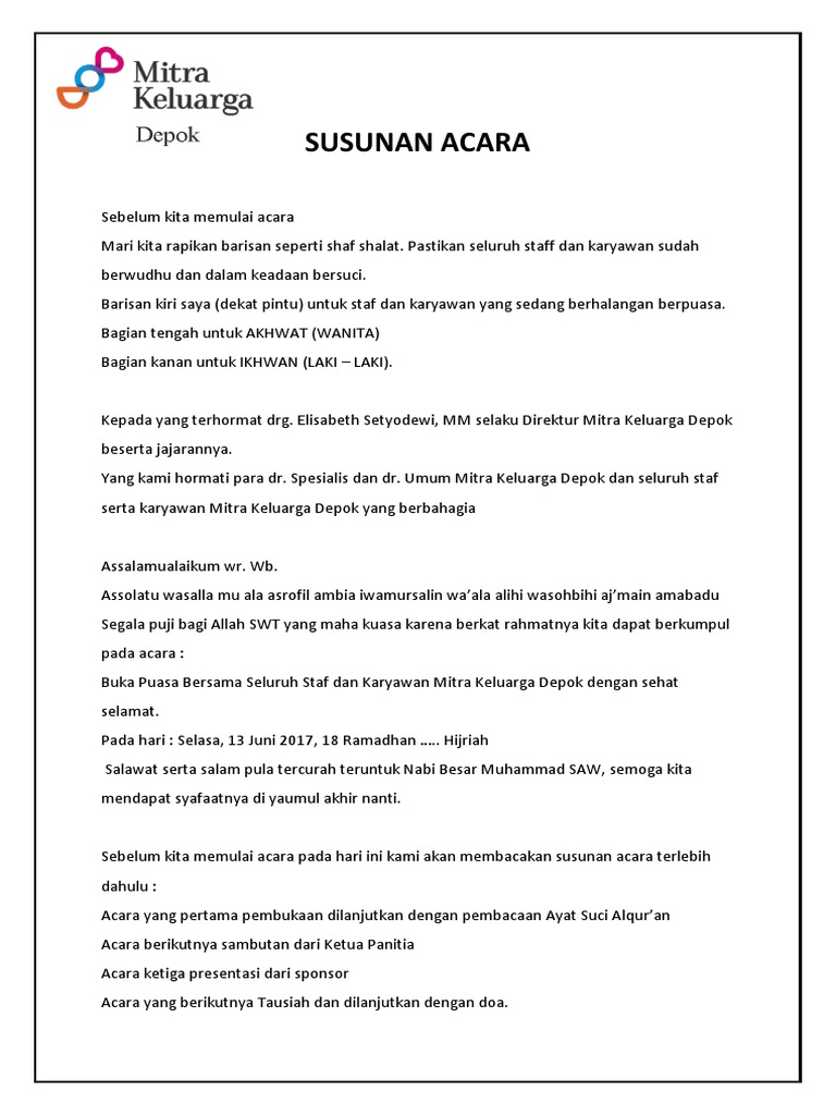 SUSUNAN ACARA BUKBER