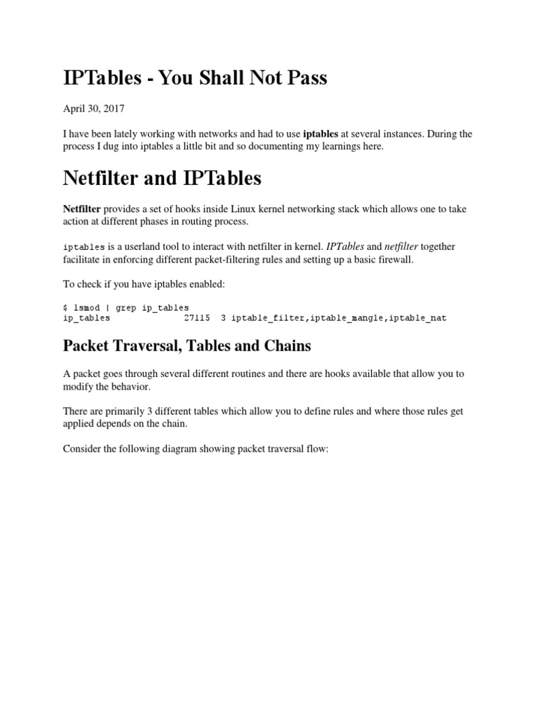 IPTables - You Shall Not Pass | PDF | Internet Architecture | Communications Protocols