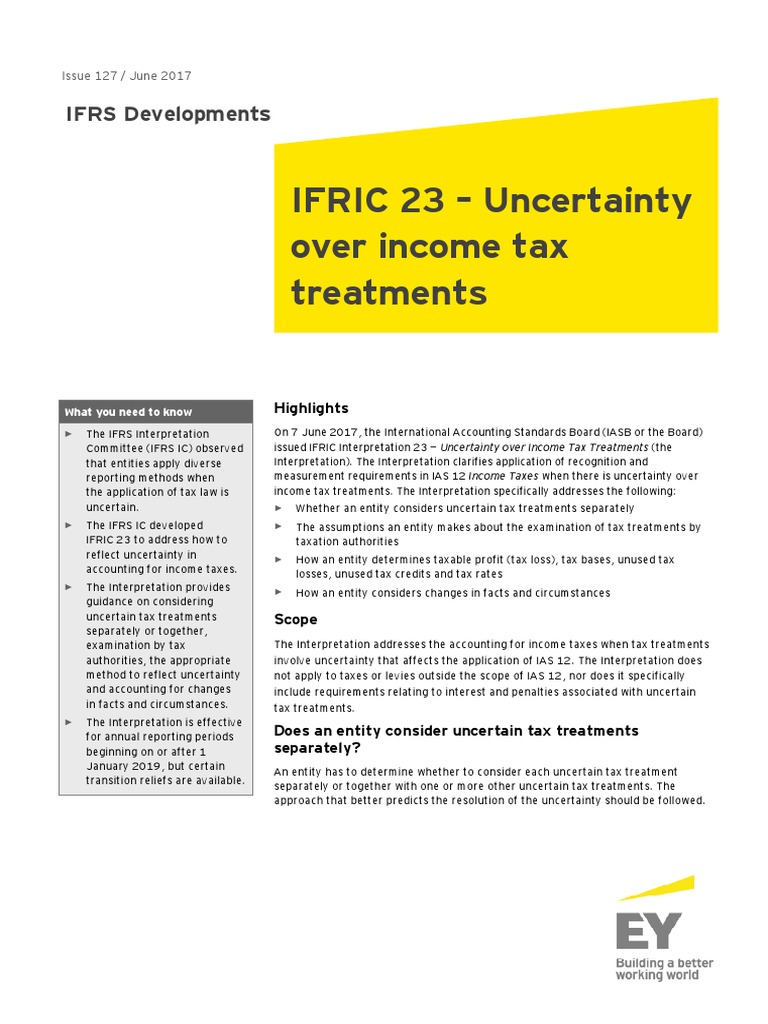 IFRIC 23 - Uncertainty Over Income Tax Treatments: IFRS Developments | Download Free PDF ...