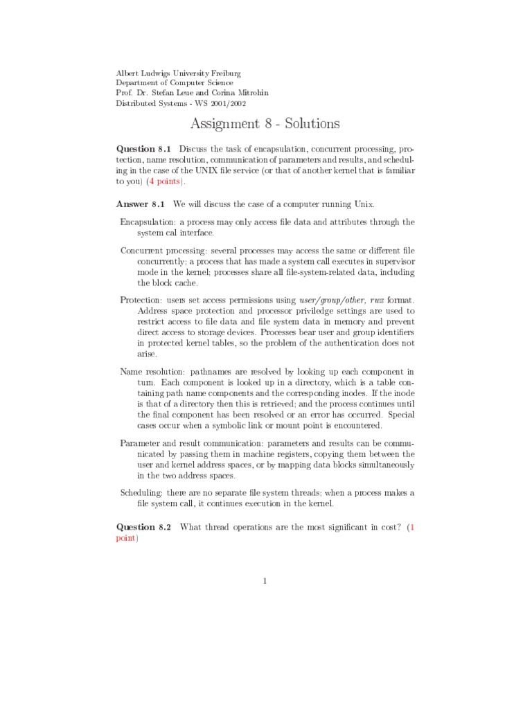Assignment 8 - Solutions: 4 Points | PDF | Thread (Computing) | Kernel (Operating System)