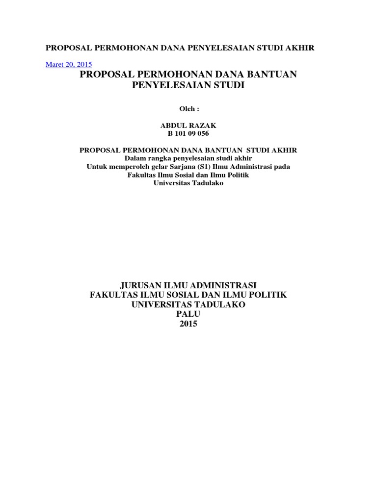Proposal Permohonan Dana Studi Akhir | PDF | Karier & Perkembangan