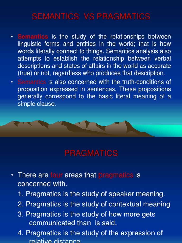 Semantics Vs Pragmatics | PDF | Semantics | Human Communication