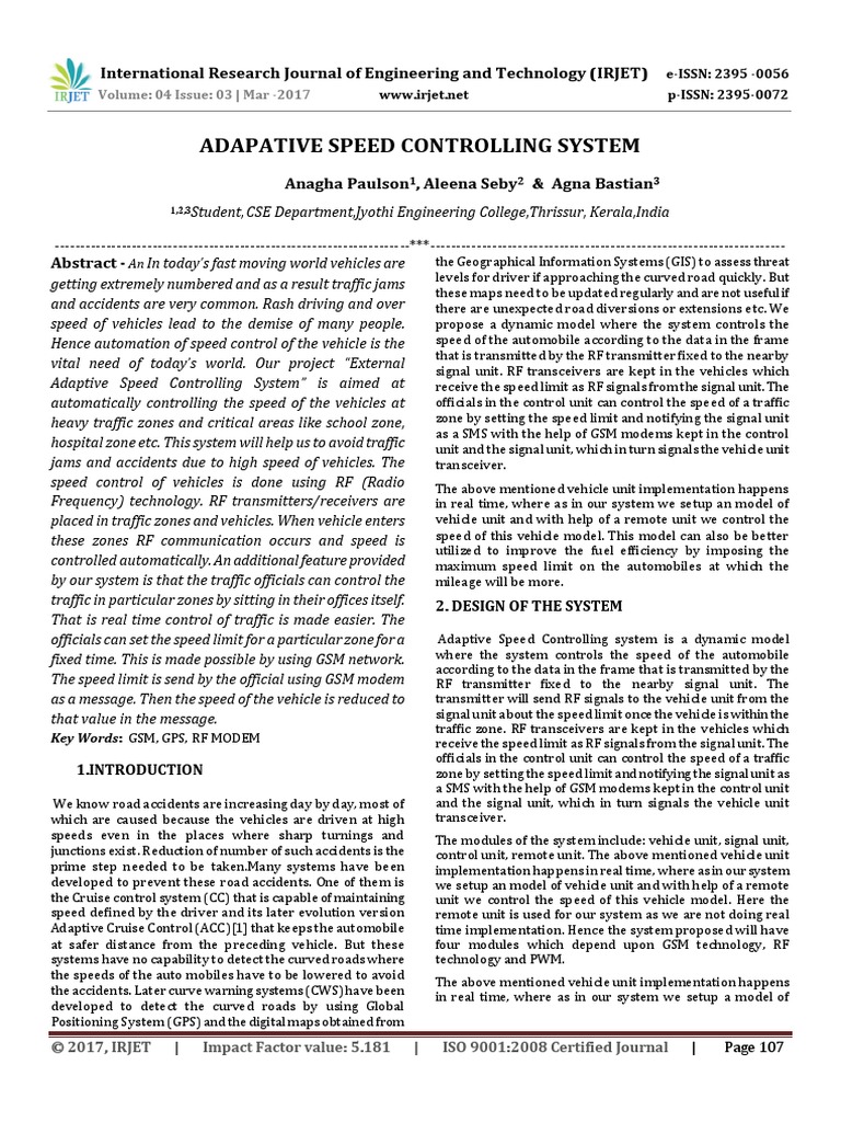 Adapative Speed Controlling System | PDF