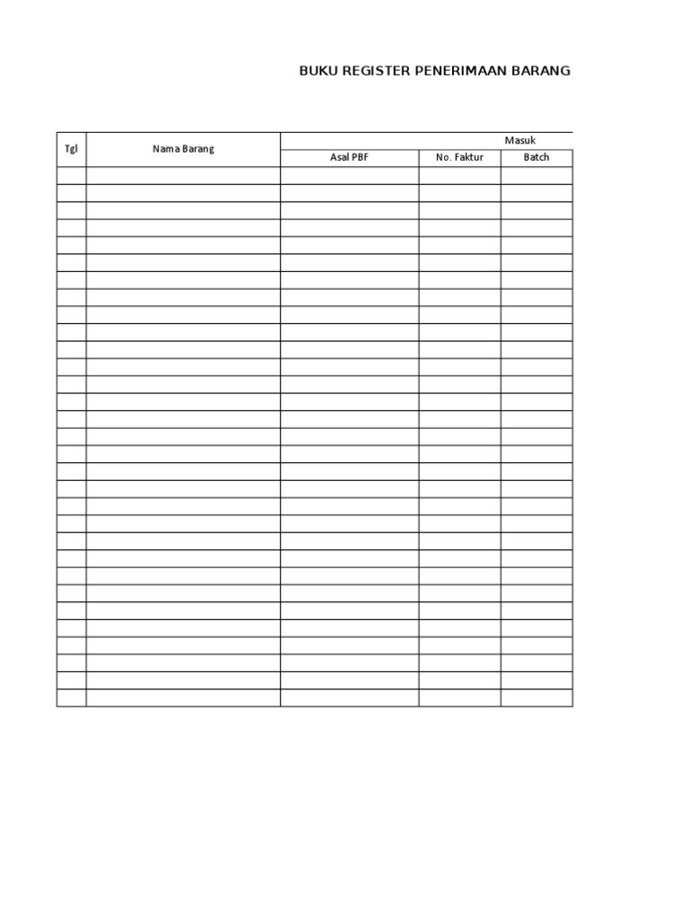 Register Penerimaan Barang | PDF